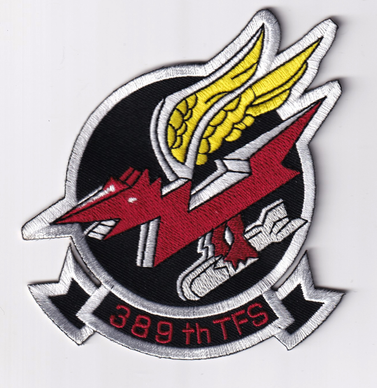 389th Tactical Fighter Squadron Thunderbolts, 4 inch Patch, Hook and Loop - Squadron Nostalgia